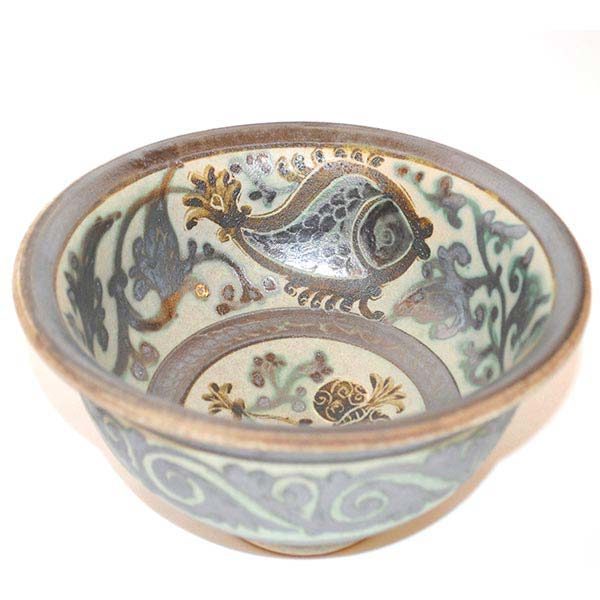 Handcrafted Unique Ceramic Bowl With Hand-Painted Fish